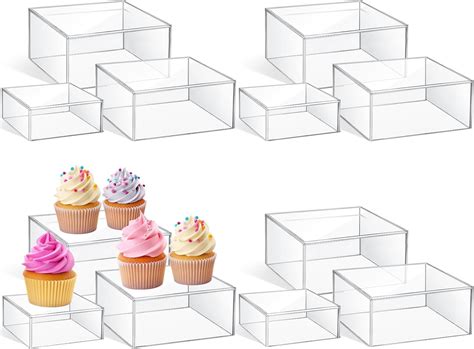 12 Pcs Acrylic Riser Display Nesting Riser Clear Cylinder Pedestal Stands For Parties Figure