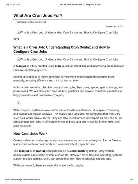 Cron Job What It Is And How To Configure It In 2024 Pdf Operating