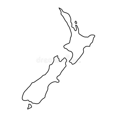 O Mapa De Nova Zelândia Do Contorno Preto Curva A Ilustração Ilustração