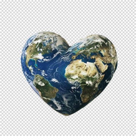 Forma del corazón del planeta Tierra aislado sobre un fondo transparente PSD Premium generado