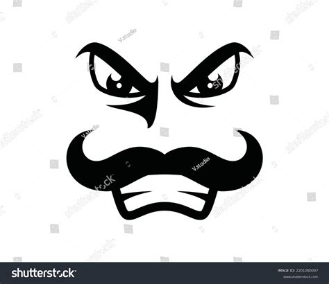 Angry Face Mustache Grumpy Face Symbol Stock Vector Royalty Free 2201280007 Shutterstock