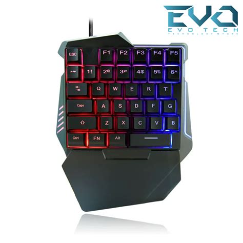 One Hand Gaming Keyboard Wired USB 35 Keys With RGB Rainbow Backlight E