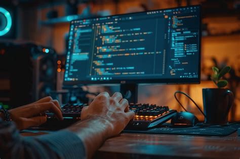 premium photo programmers hands on keyboard writing source code