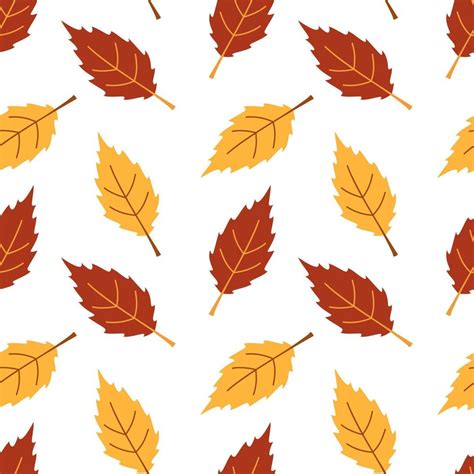 Vector Seamelss Autumn Pattern With Red And Yellow Leaves Cute Aumumn Leaves Fall Background