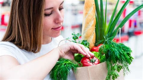 Pregnant Healthy Food Bag Pregnancy Woman With Healthy Vegetables