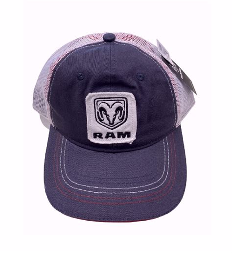Ram Patch Navy Grey With Red Trim Mesh Back Cap Hat Cycleserve Store