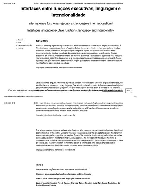 Scielo Brasil Interfaces Entre Funções Executivas Linguagem E