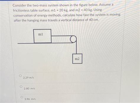 Solved Consider The Two Mass System Shown In The Figure Chegg