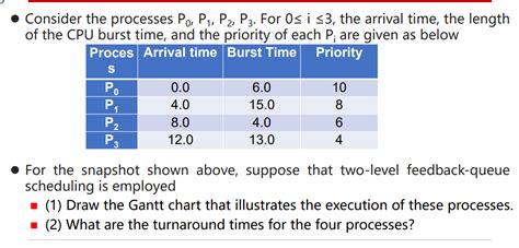 Solved As Shown Below Os Takes A Two Level Feedback Queue