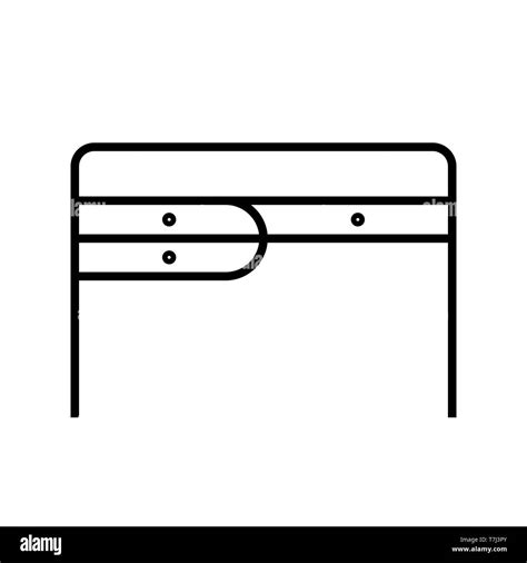 Desk Line Icon Isolated On White Background Outline Thin Business Equipment Vector Stock Vector