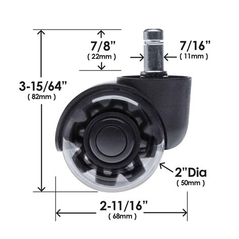 Slipstick Replacement Office Chair Rubber Castor Wheels 5 Pk