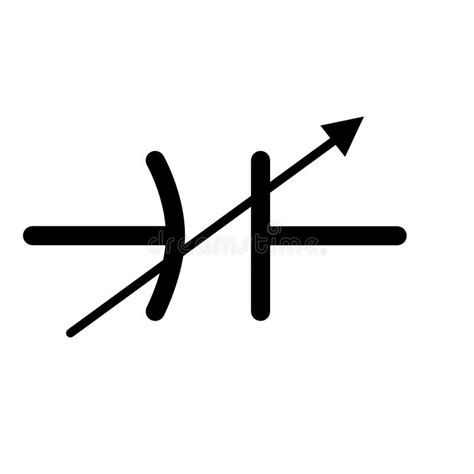 Variable Capacitor Symbol Icon Of 3 Types Color Black And White