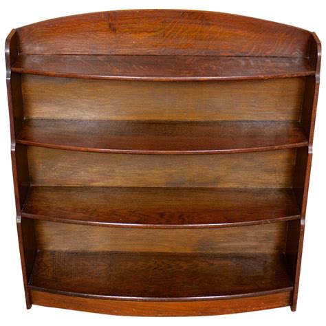English Oak Open Bookcase Bow Front Waterfall Bookshelves At 1stdibs