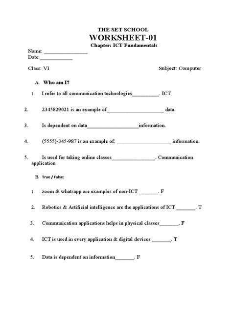 Worksheet 01 Chapter Ict Fundamentals Download Free Pdf Worksheets Library