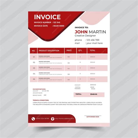Premium Vector Vector Minimal Invoice Template Vector Design