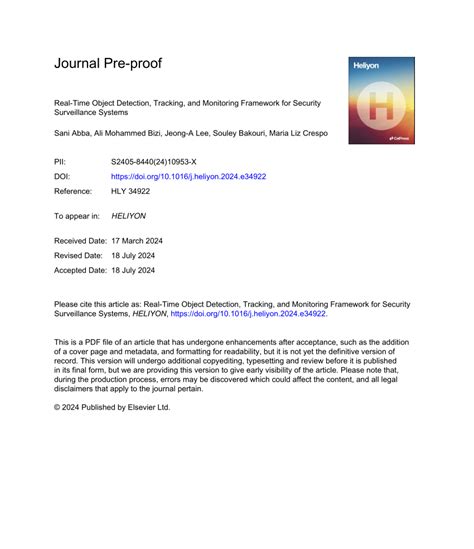 PDF Real Time Object Detection Tracking And Monitoring Framework