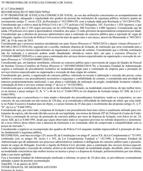 Concurso Pc Rn Mp Recomenda Agilidade Para Realização