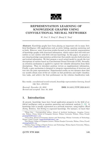 Representation Learning Of Knowledge Graphs Using Convolutional Neural Networks DocsLib