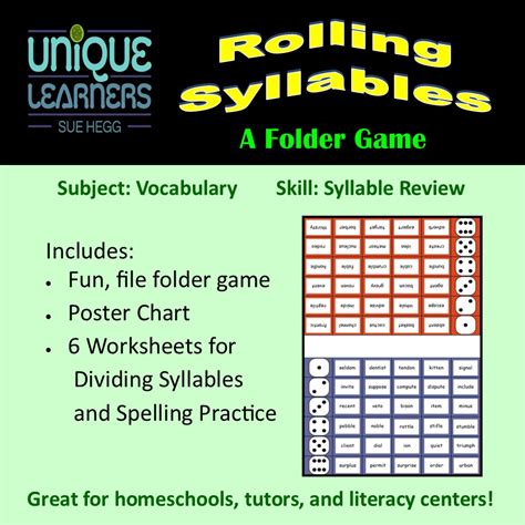 6 Syllable Types Game Worksheets Poster