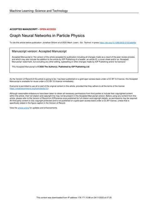 Pdf Graph Neural Networks In Particle Physics