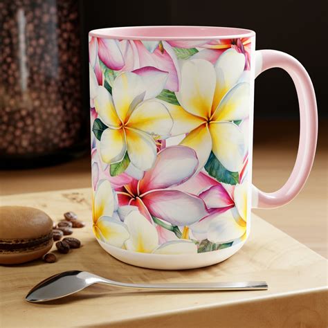 Plumeria Two Tone Coffee Mugs 15oz Plumeria Coffee Mug Etsy