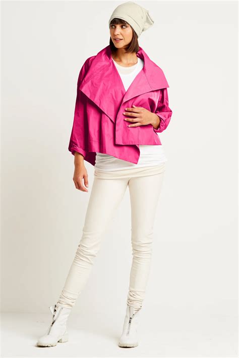 Planet Cropped Asymmetrical Jacket Lipstick Differente Boutique