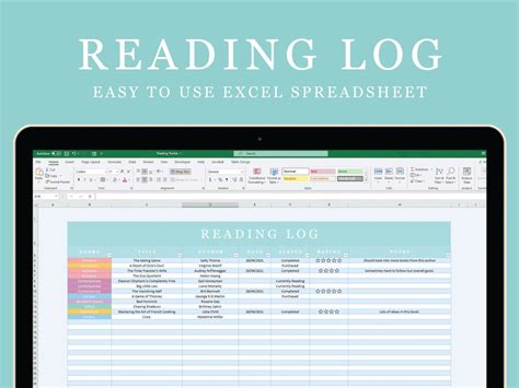 Reading Log Tracker Excel Spreadsheet Digital Download Etsy