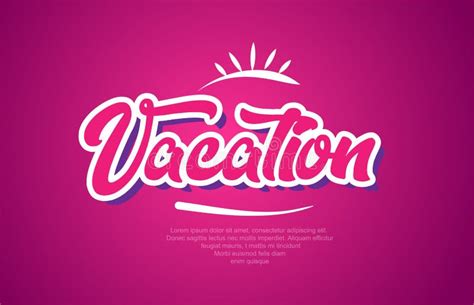 Vacation Word Text Typography Pink Design Icon Stock Vector