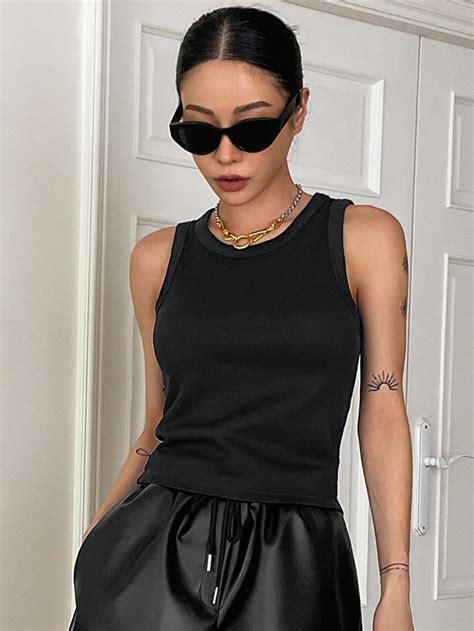 Dazy Top Tank Unicolor Tejido De Canalé Moda De Mujer Shein México