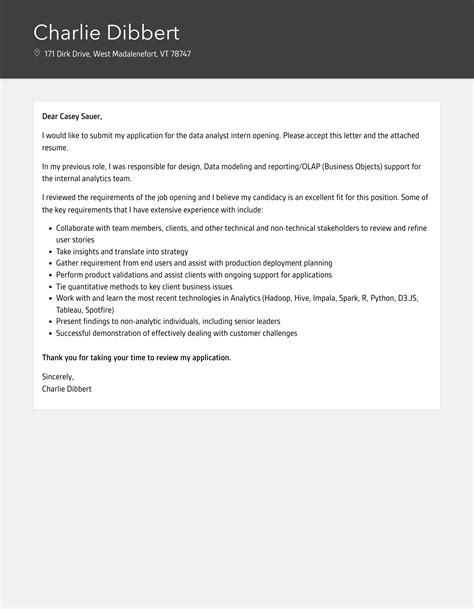 Data Analyst Intern Cover Letter Velvet Jobs