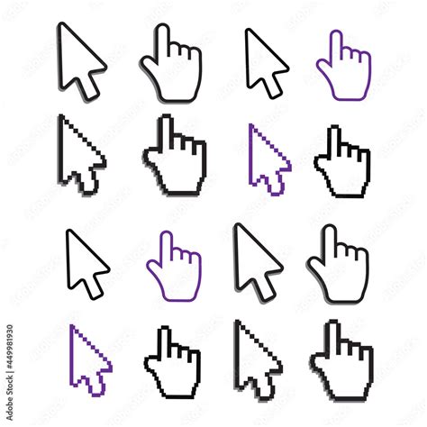 Pixel Cursors Icons Mouse Hand Arrow Mouse Computer Cursor Hand Arrow