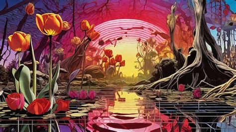 Premium Ai Image Colourful Allien World With Dna Ai Network Analogue Spectrum Analyser