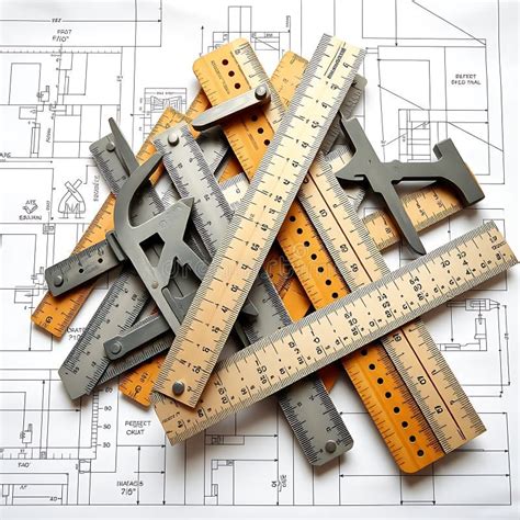 A Pile Of Drafting Tools Including Rulers T Squares And Set Squares
