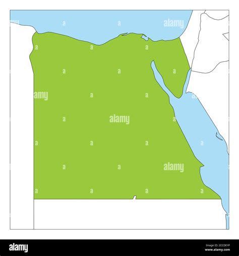 Map Of Egypt Green Highlighted With Neighbor Countrie