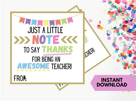 Printable Teacher Appreciation Sticky Notes T Tag Teacher T