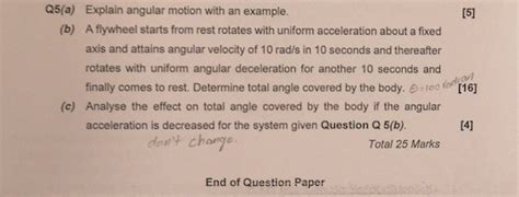 Solved Q A Explain Angular Motion With An Example B Chegg