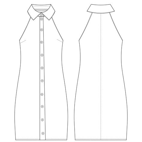 premium vector collared buttondown sleeveless basic straight dress