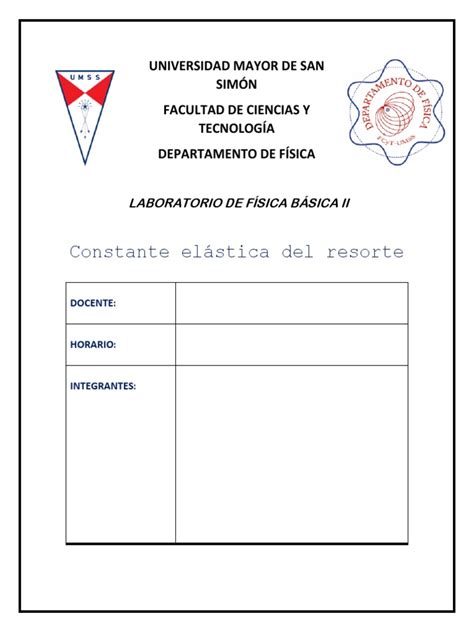 Constante Elastica De Un Resorte Labo 2 Download Free Pdf