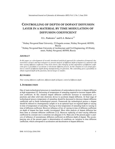 Controlling Of Depth Of Dopant Diffusion Layer In A Material By Time