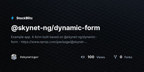 Skynet Ng Dynamic Form Stackblitz