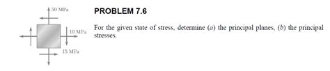 Solved 50MPa PROBLEM 7 6 0 MPa For The Given State Of Chegg Com