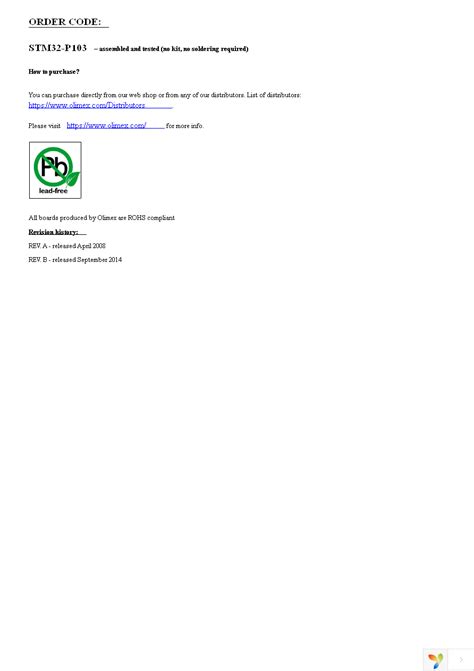 Stm32 P103 Datasheet Pdf Download 4 14 Page Olimex
