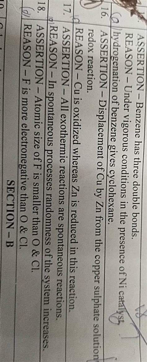 Assertion Benzene Has Three Double Bondsreason Under Vigorous Condi