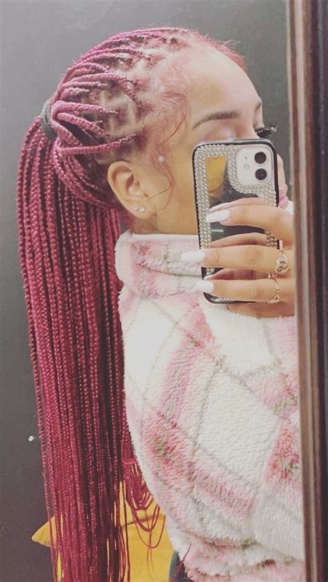 Burgundy Knotless Braids In 2024 Cute Braided Hairstyles Box Braids