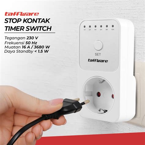 Taffware Stop Kontak Programmable Timer Switch 6 Program 230V 16A W03 White