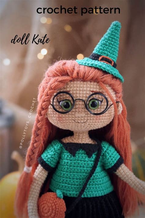 A Crocheted Doll With Red Hair And Glasses