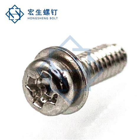 镀镍盘头带平垫机牙螺丝 汕头市宏生螺钉实业有限公司 定制生产不锈钢螺丝 长螺丝 三角牙螺丝 非标准件螺丝 来图来样定制