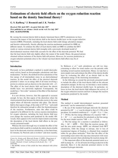 Estimations Of Electric Field Effects On The Oxygen Reduction Reaction