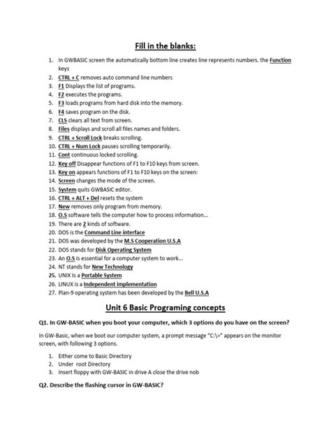 Pes W Computer Worksheet Class 7 Pdf Operating System World Wide Web