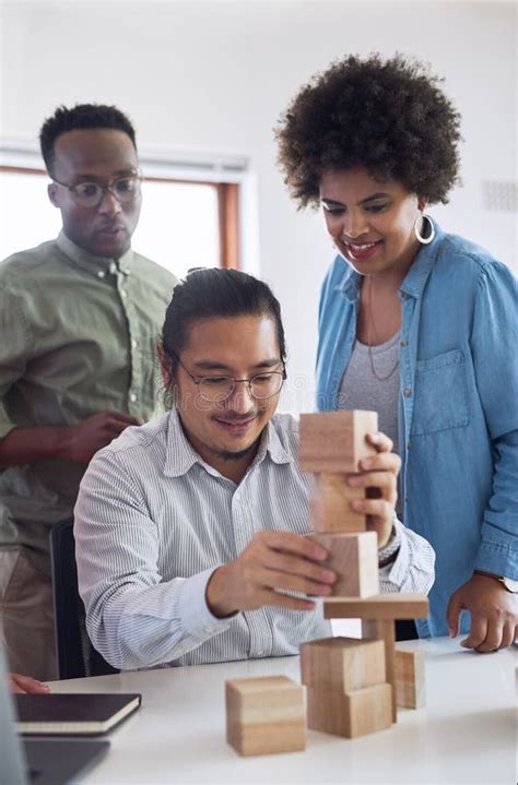 Business People Teamwork And Collaboration With Building Blocks For Problem Solving Solution